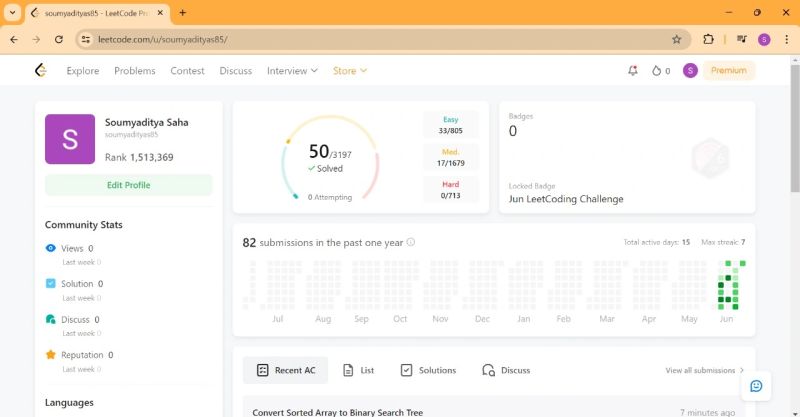 Soumyaditya Saha on LinkedIn: Excited to completing 50 LeetCode ... Soumyaditya Saha on LinkedIn: Excited to completing 50 LeetCode ...