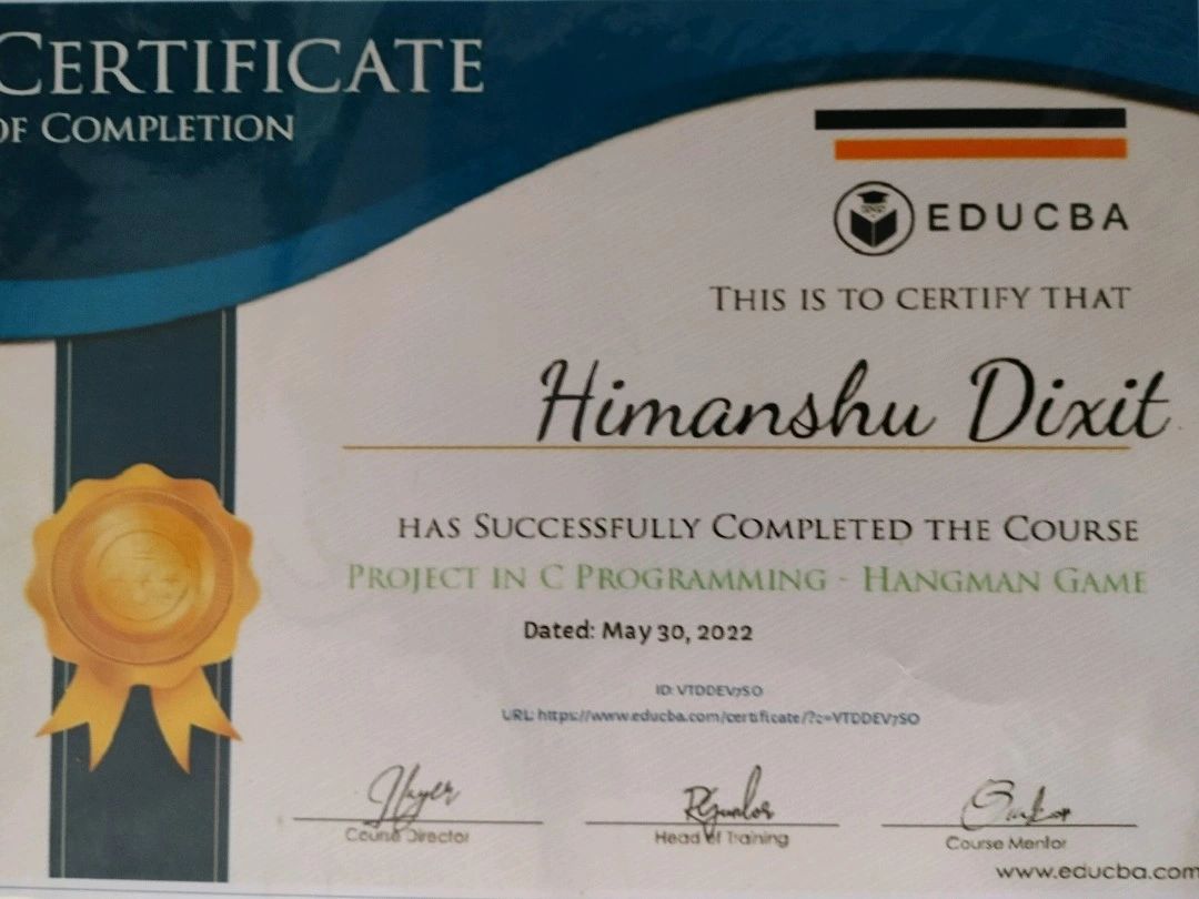 Himanshu Dixit on LinkedIn: #cprogramming #coding #learning #achievement Himanshu Dixit on LinkedIn: #cprogramming #coding #learning #achievement