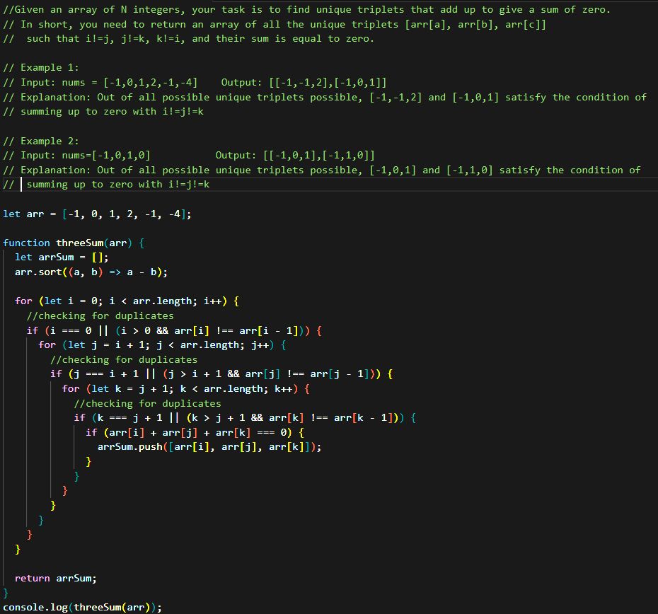 Deepak K. on LinkedIn: DAY-29 3 Sum (leetcode) Solved in O(n^3) TC. Deepak K. on LinkedIn: DAY-29 3 Sum (leetcode) Solved in O(n^3) TC.