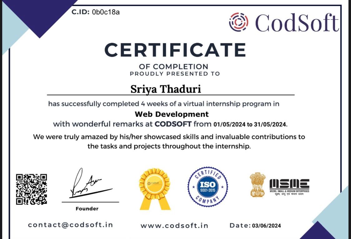 Sriya Thaduri on LinkedIn: Successfully completed a comprehensive ... Sriya Thaduri on LinkedIn: Successfully completed a comprehensive ...