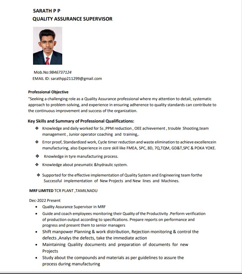 SARATH P P on LinkedIn: Dear Hiring Team, I am currently seeking new ... SARATH P P on LinkedIn: Dear Hiring Team, I am currently seeking new ...