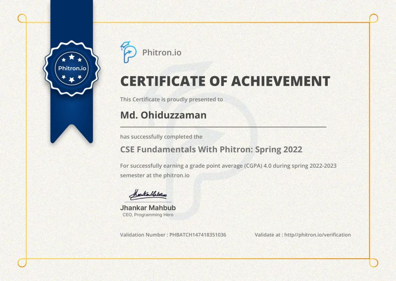 Md Ohiduzzaman Ove on LinkedIn: #phitron #cse #career #programminghero Md Ohiduzzaman Ove on LinkedIn: #phitron #cse #career #programminghero