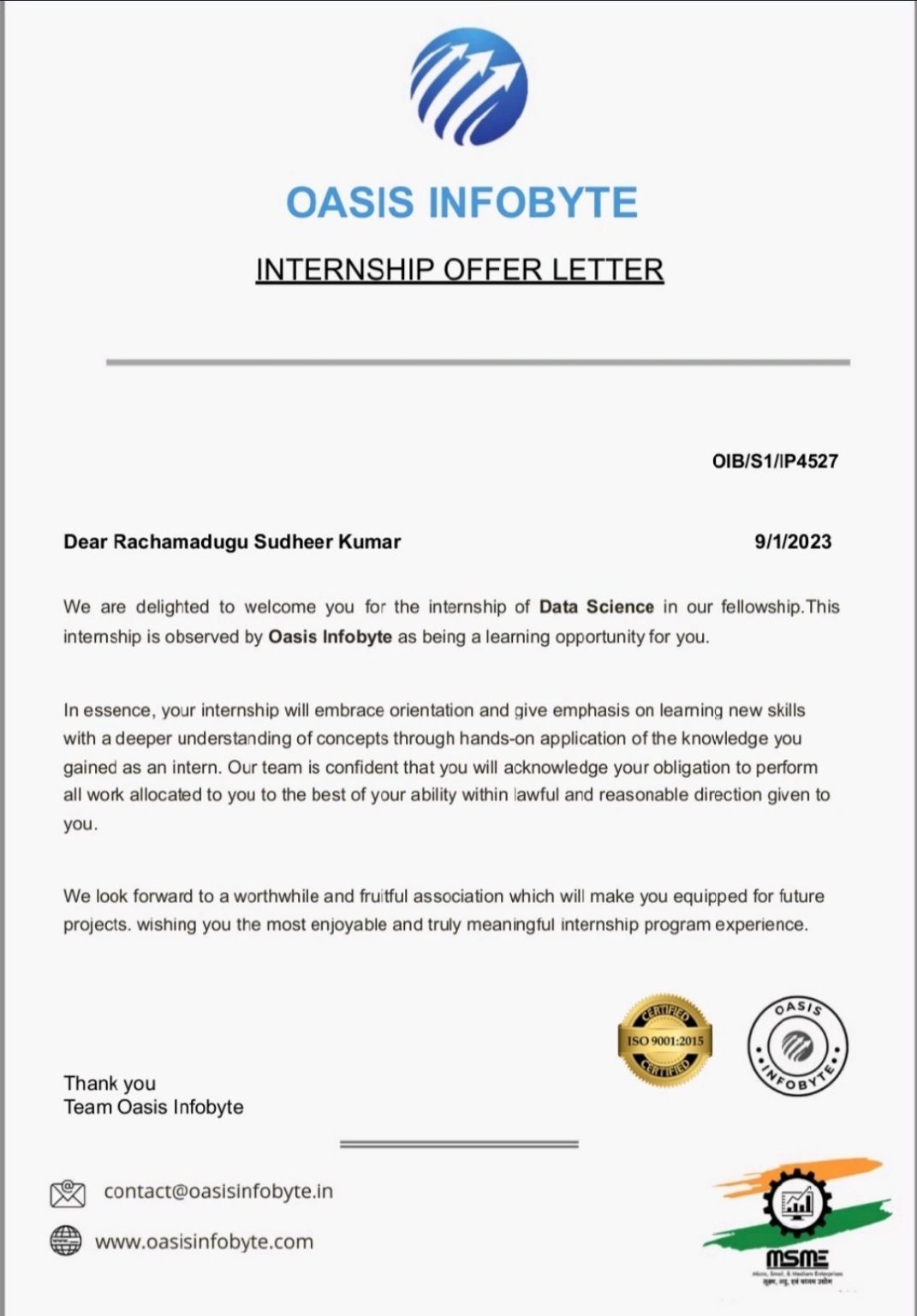 Rachamadugu Sudheer kumar on LinkedIn: #datascience #internship Rachamadugu Sudheer kumar on LinkedIn: #datascience #internship