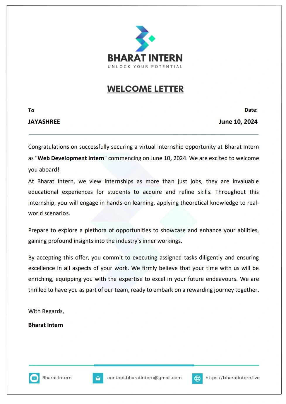 Jayashree S on LinkedIn: #grateful #internship #excited #bharatintern # ... Jayashree S on LinkedIn: #grateful #internship #excited #bharatintern # ...