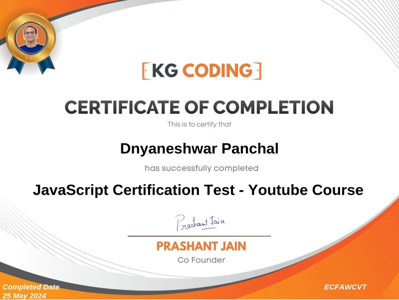 Dnyaneshwar Panchal on LinkedIn: #javascript #coding #certification # ... Dnyaneshwar Panchal on LinkedIn: #javascript #coding #certification # ...
