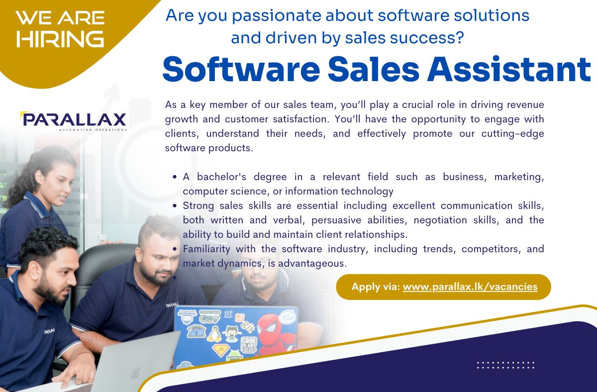 Parallax Technologies (Pvt) Ltd on LinkedIn: #salesjobs #softwaresales Parallax Technologies (Pvt) Ltd on LinkedIn: #salesjobs #softwaresales