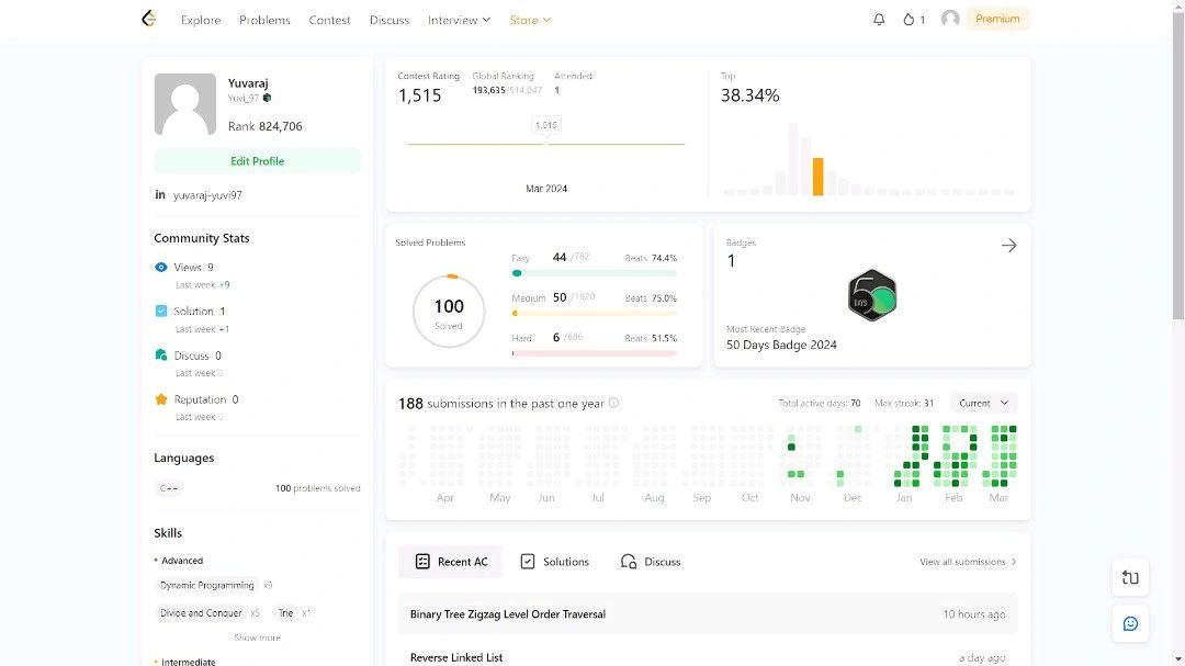 YUVARAJ S on LinkedIn: #leetcode #codingmilestone #consistency # ... YUVARAJ S on LinkedIn: #leetcode #codingmilestone #consistency # ...