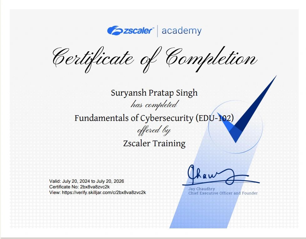Suryansh Pratap Singh on LinkedIn: #zscaler Suryansh Pratap Singh on LinkedIn: #zscaler