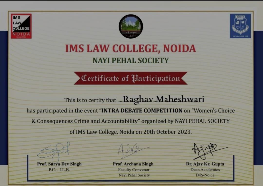 Raghav Maheshwari on LinkedIn: Got the certificate in intra debate ... Raghav Maheshwari on LinkedIn: Got the certificate in intra debate ...
