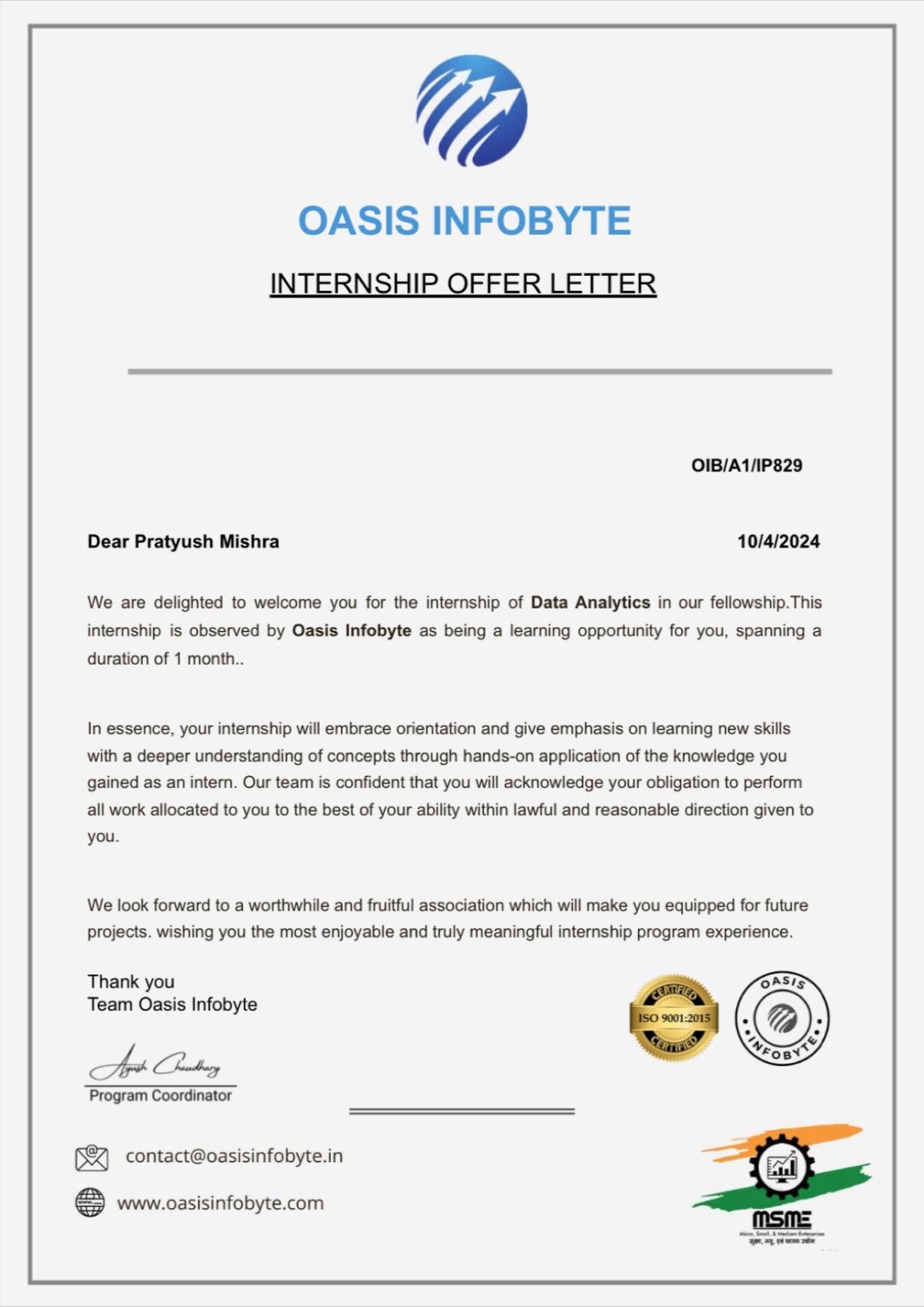 Pratyush Mishra on LinkedIn: #connections #oasisinfobyte #dataanalytics ... Pratyush Mishra on LinkedIn: #connections #oasisinfobyte #dataanalytics ...