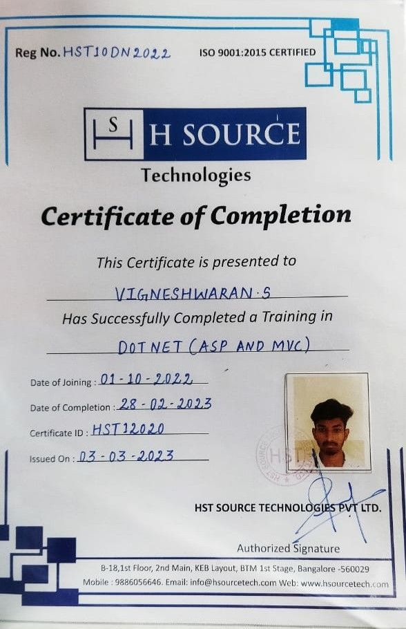Vigneshwaran Selvarajan on LinkedIn: Successfull completion in Dotnet ... Vigneshwaran Selvarajan on LinkedIn: Successfull completion in Dotnet ...