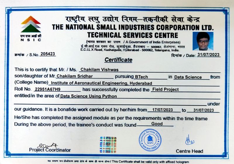 Vishwas Chakilam on LinkedIn: #datascience #python #nsic #certification ... Vishwas Chakilam on LinkedIn: #datascience #python #nsic #certification ...