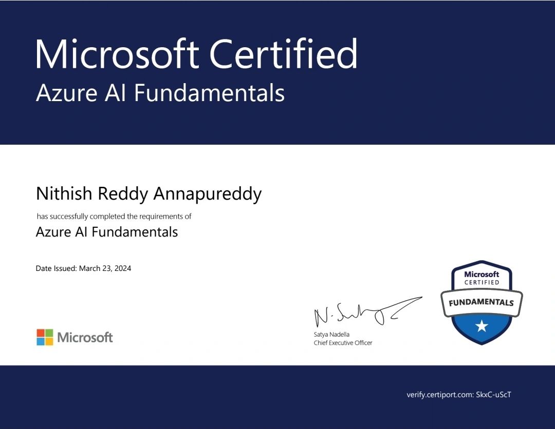 Nithish Reddy Annapureddy on LinkedIn: #microsoftazure #ai900 #ai # ... Nithish Reddy Annapureddy on LinkedIn: #microsoftazure #ai900 #ai # ...