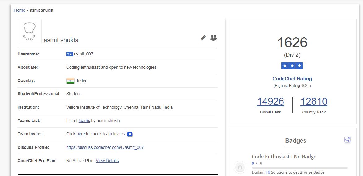 Asmit Shukla on LinkedIn: #codechef #competitiveprogramming #codechef #dsa Asmit Shukla on LinkedIn: #codechef #competitiveprogramming #codechef #dsa