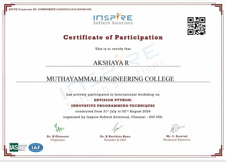 AKSHAYA R on LinkedIn: #inspiresoftechsolutions #python AKSHAYA R on LinkedIn: #inspiresoftechsolutions #python