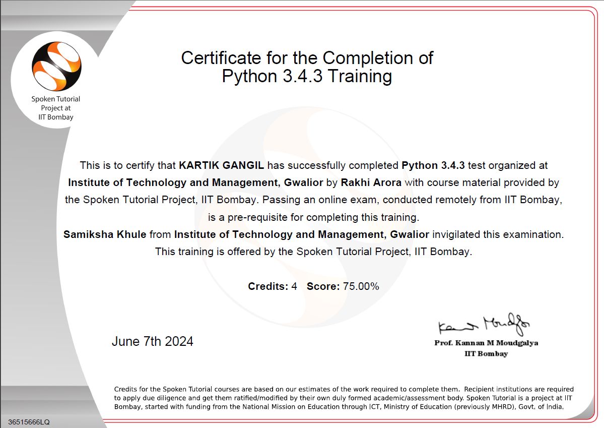 Kartik Gangil on LinkedIn: #python #certification #spokentutorial # ... Kartik Gangil on LinkedIn: #python #certification #spokentutorial # ...