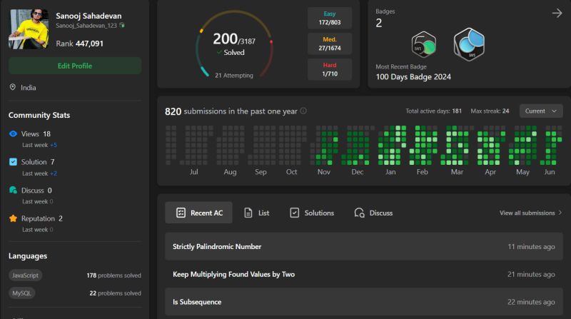 Sanooj Sahadevan on LinkedIn: #leetcode #milestone #codingjourney # ... Sanooj Sahadevan on LinkedIn: #leetcode #milestone #codingjourney # ...