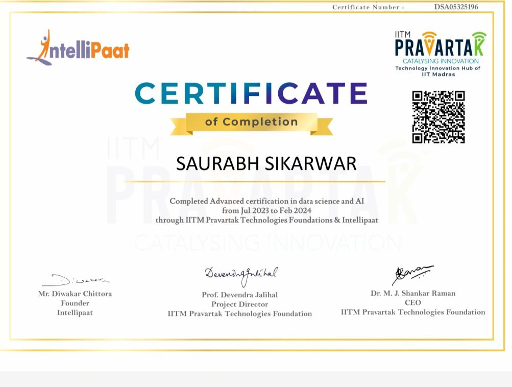 Saurabh Singh Sikarwar on LinkedIn: #datascientist #intellipaat #iitm Saurabh Singh Sikarwar on LinkedIn: #datascientist #intellipaat #iitm