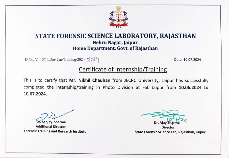 Nikhil Chauhan on LinkedIn: #sfsljaipur #stateforensicsciencelaboratory ... Nikhil Chauhan on LinkedIn: #sfsljaipur #stateforensicsciencelaboratory ...