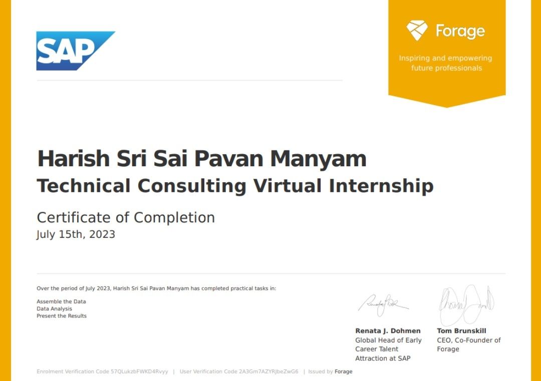 Harish sri sai pavan Manyam on LinkedIn: #sapconsultant #forage Harish sri sai pavan Manyam on LinkedIn: #sapconsultant #forage