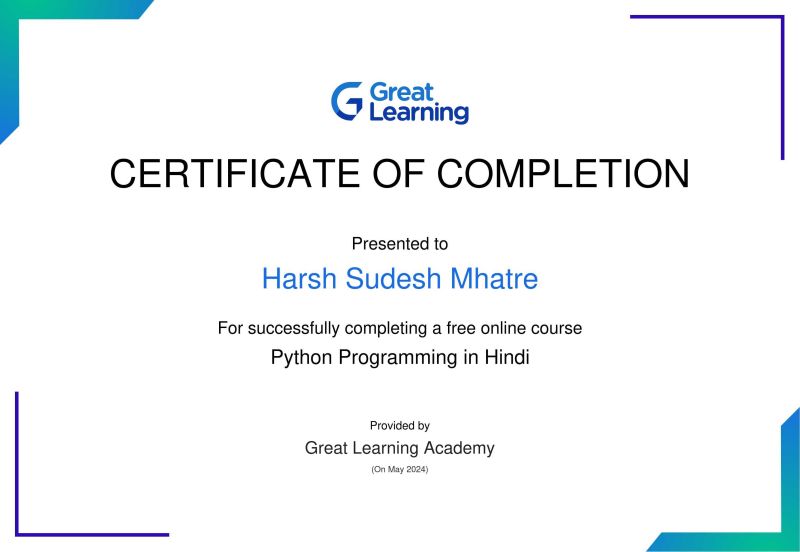 Harsh Mhatre on LinkedIn: #greatlearningacademy #greatlearning #python ... Harsh Mhatre on LinkedIn: #greatlearningacademy #greatlearning #python ...