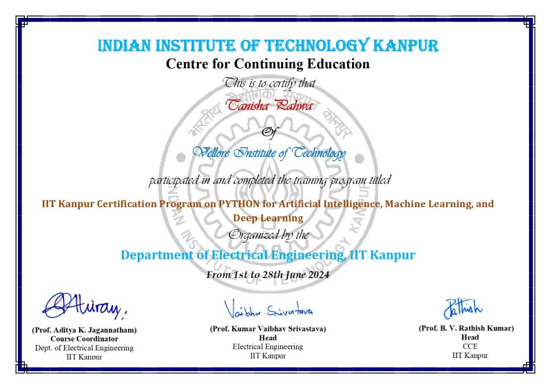 Tanisha Pahwa on LinkedIn: #iitkanpur #python #artificialintelligence # ... Tanisha Pahwa on LinkedIn: #iitkanpur #python #artificialintelligence # ...