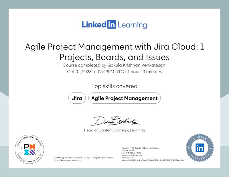 Gokula Krishnan Venkatesan on LinkedIn: Certificate of Completion Gokula Krishnan Venkatesan on LinkedIn: Certificate of Completion