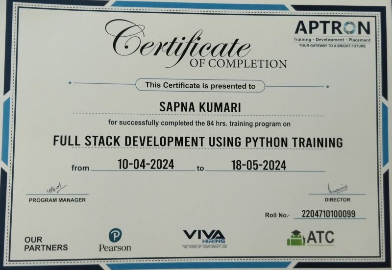 Sapna Kumari on LinkedIn: #fullstackdevelopment #python #webdevelopment ... Sapna Kumari on LinkedIn: #fullstackdevelopment #python #webdevelopment ...