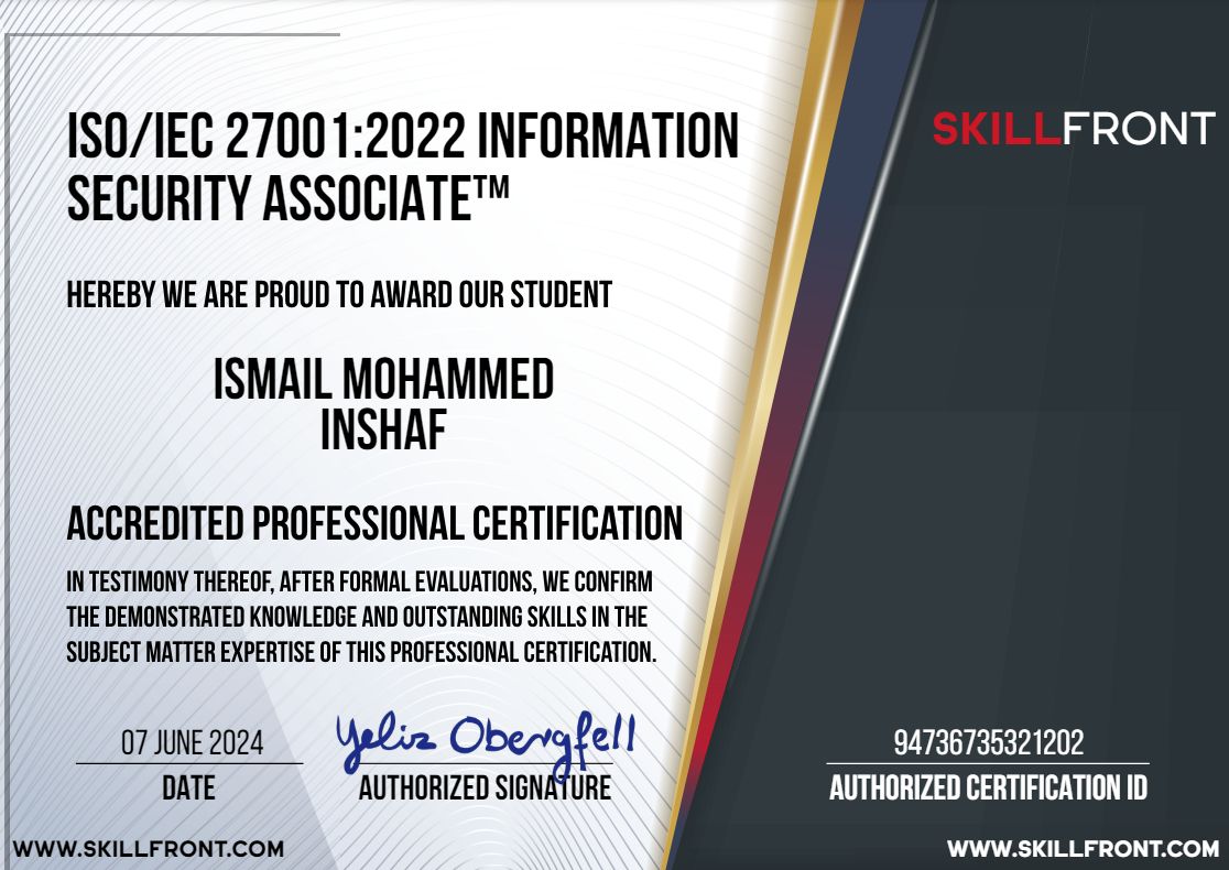 Mohammed Inshaf on LinkedIn: #informationsecurity #iso27001 # ... Mohammed Inshaf on LinkedIn: #informationsecurity #iso27001 # ...