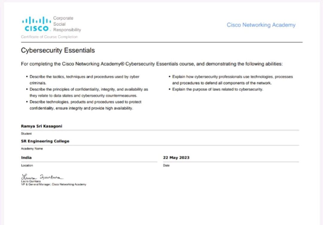 Ramya Sri Kasagoni on LinkedIn: #cisco #cybersecurity # ... Ramya Sri Kasagoni on LinkedIn: #cisco #cybersecurity # ...