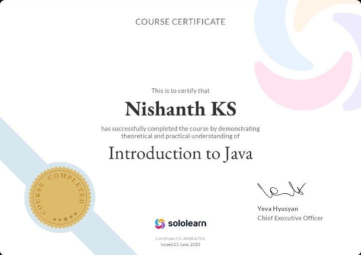 Nishanth K S on LinkedIn: Introduction to java - Sololearn Nishanth K S on LinkedIn: Introduction to java - Sololearn
