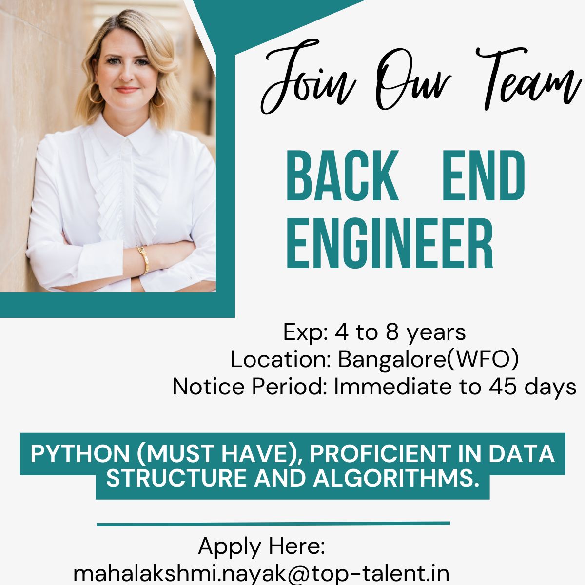 Mahalakshmi Nayak on LinkedIn: #backendengineer #wearehiring # ... Mahalakshmi Nayak on LinkedIn: #backendengineer #wearehiring # ...
