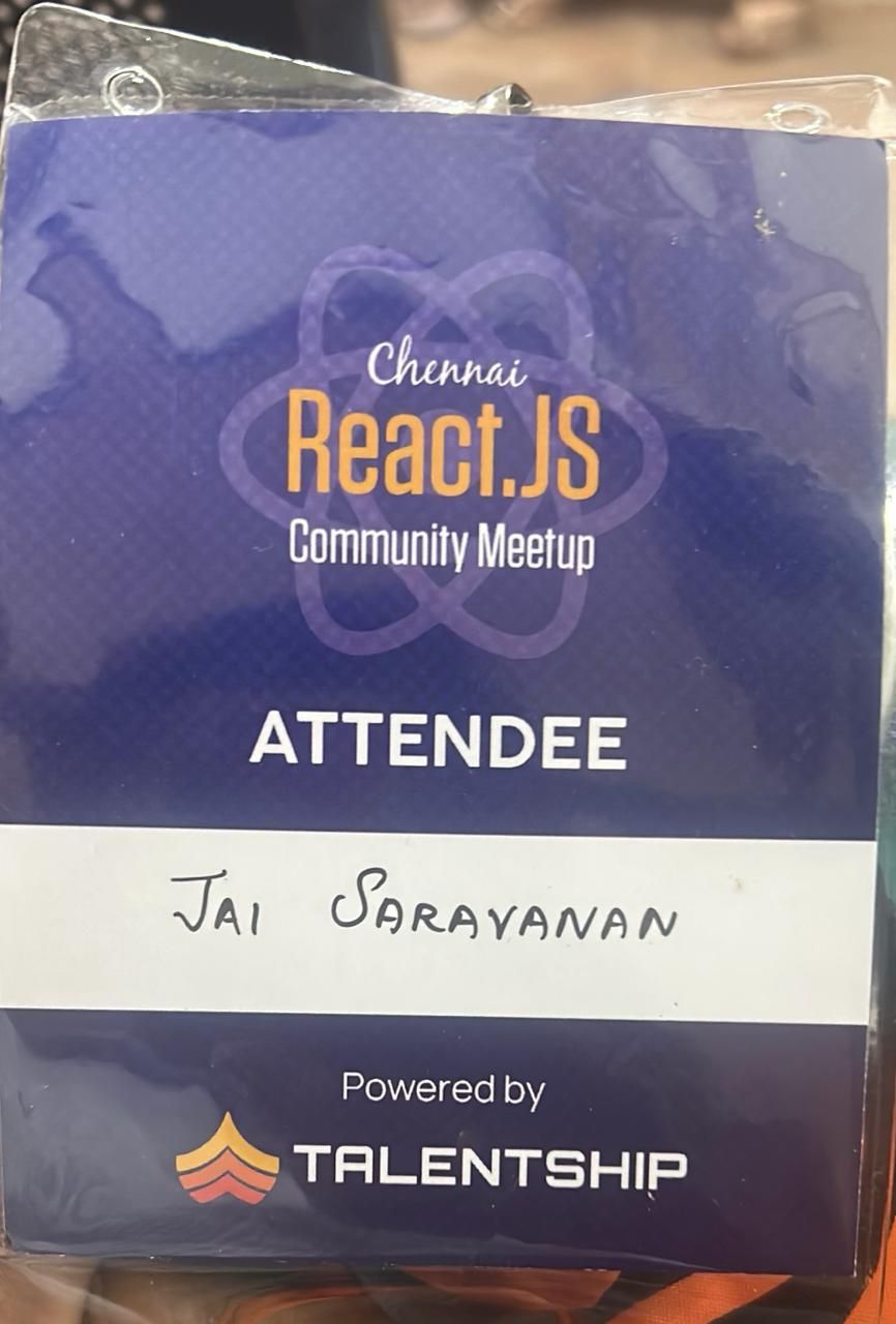 Jai Saravanan on LinkedIn: #react #chennaireactjs #meetup Jai Saravanan on LinkedIn: #react #chennaireactjs #meetup