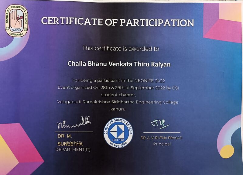 Bhanu Venkata Thiru Kalyan Challa on LinkedIn: #vrsec Bhanu Venkata Thiru Kalyan Challa on LinkedIn: #vrsec