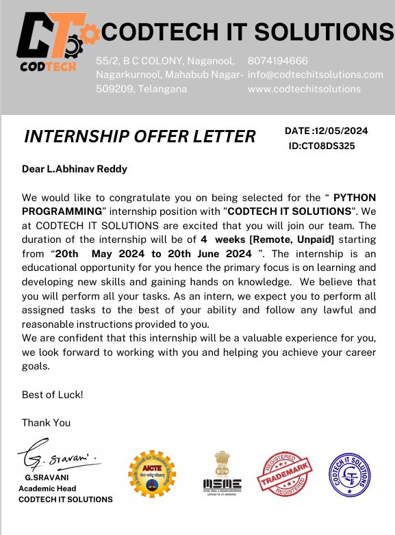 ABHINAV REDDY on LinkedIn: #internship #pythonprogramming ABHINAV REDDY on LinkedIn: #internship #pythonprogramming