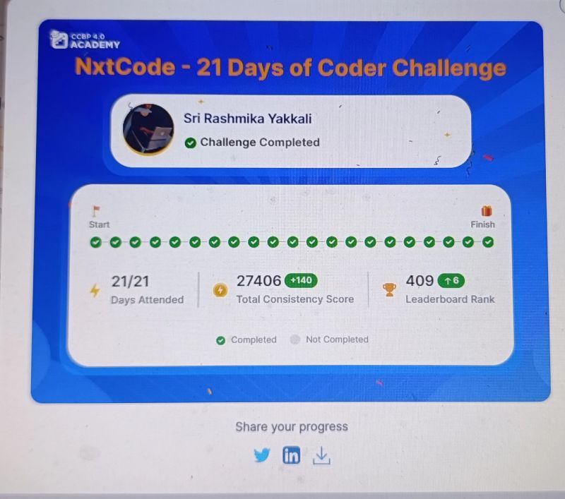 Yakkali Sri Rashmika on LinkedIn: #nxtwave #ccbp Yakkali Sri Rashmika on LinkedIn: #nxtwave #ccbp
