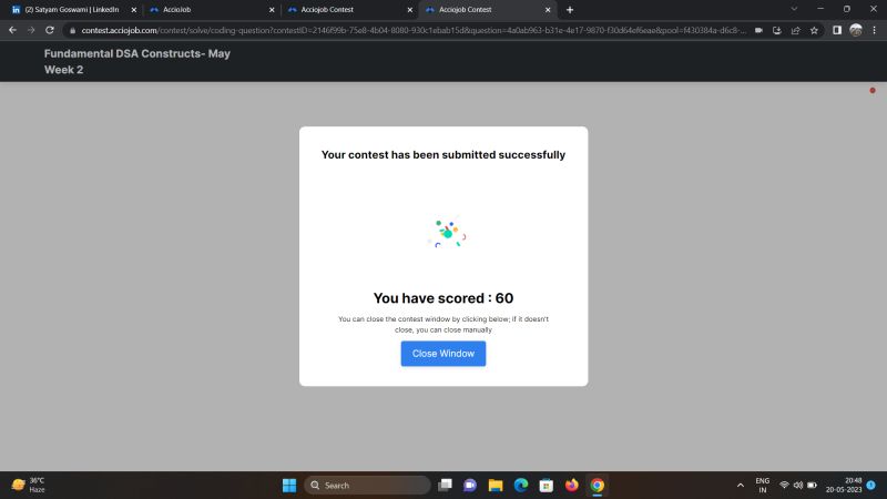 Satyam Goswami on LinkedIn: #100daysofcodechallenge #leetcode #acciojob ... Satyam Goswami on LinkedIn: #100daysofcodechallenge #leetcode #acciojob ...