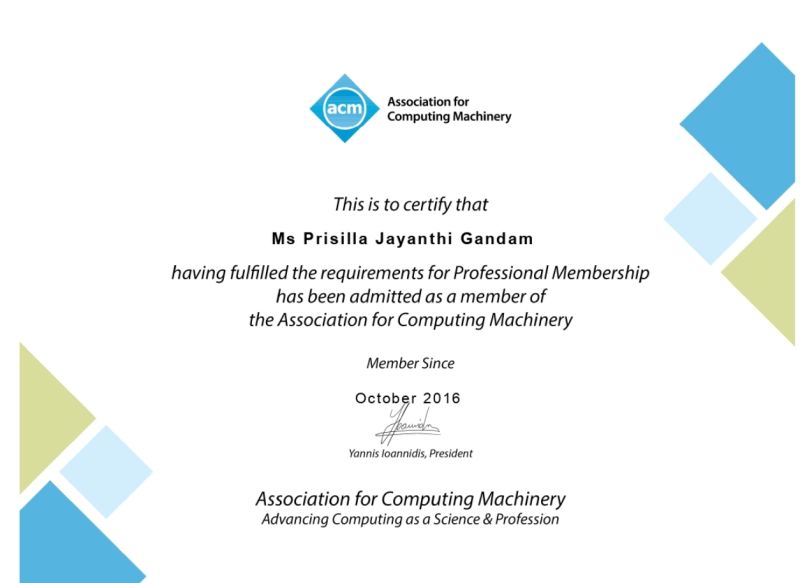 Prisilla Jayanthi on LinkedIn: It's good to be associated with ACM. Prisilla Jayanthi on LinkedIn: It's good to be associated with ACM.