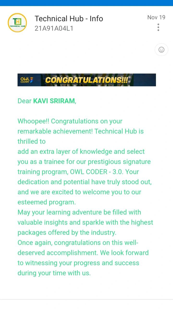 SRIRAM KAVI on LinkedIn: Absolutely delighted to share that I've been ... SRIRAM KAVI on LinkedIn: Absolutely delighted to share that I've been ...