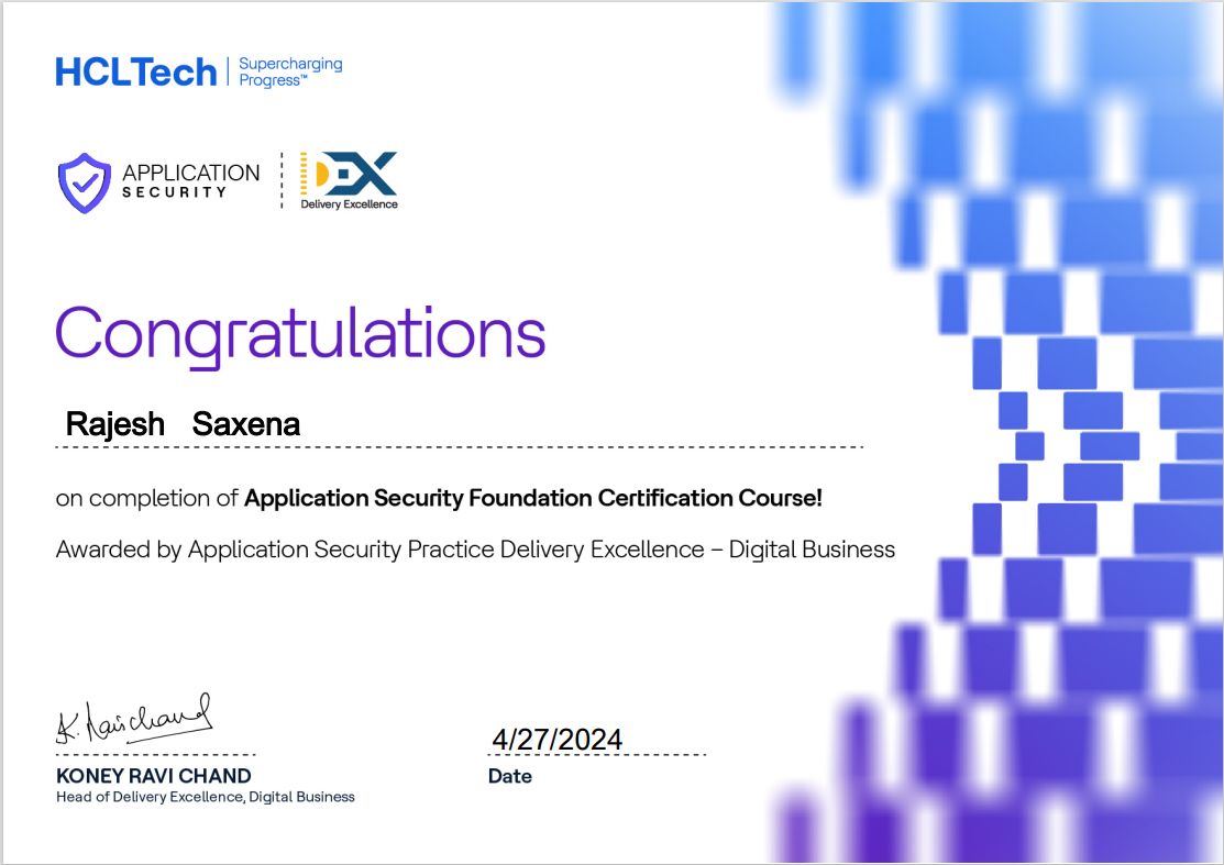 Rajesh Saxena on LinkedIn: Successfully Completed. Rajesh Saxena on LinkedIn: Successfully Completed.