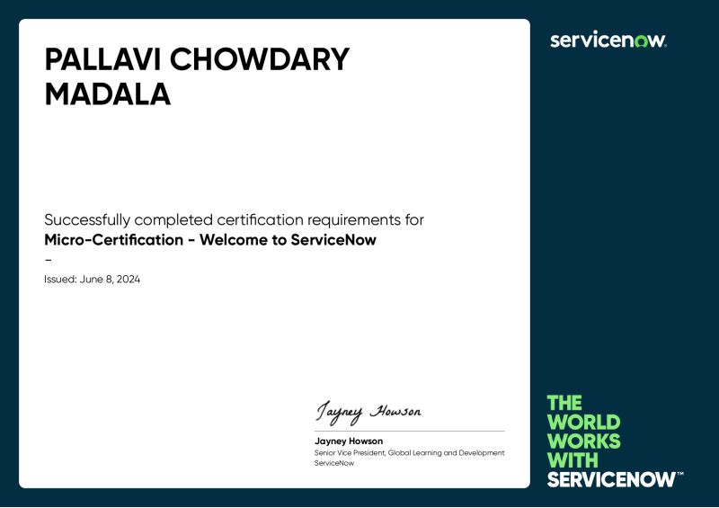 Pallavi Madala on LinkedIn: #servicenow #certification # ... Pallavi Madala on LinkedIn: #servicenow #certification # ...
