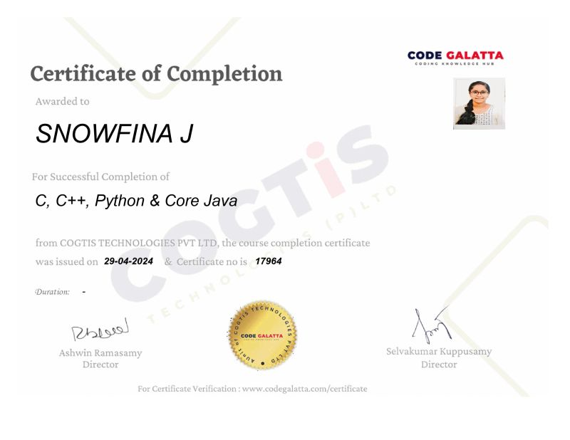 Snowfina Jude on LinkedIn: #codegalatta #programming #techskills Snowfina Jude on LinkedIn: #codegalatta #programming #techskills