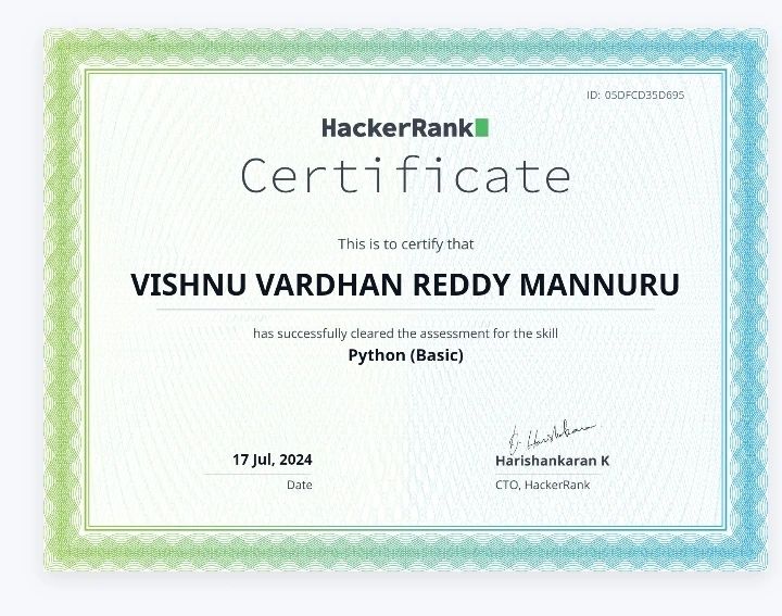Vishnu Vardhan Reddy Mannuru on LinkedIn: #coding #python # ... Vishnu Vardhan Reddy Mannuru on LinkedIn: #coding #python # ...