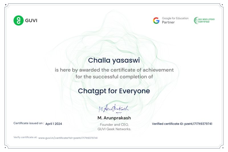 Challa Yasaswi posted on LinkedIn Challa Yasaswi posted on LinkedIn