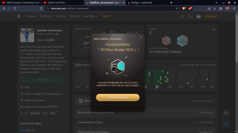 vaibhav kesarwani on LinkedIn: #leetcode #codingmilestone #problemsolving vaibhav kesarwani on LinkedIn: #leetcode #codingmilestone #problemsolving