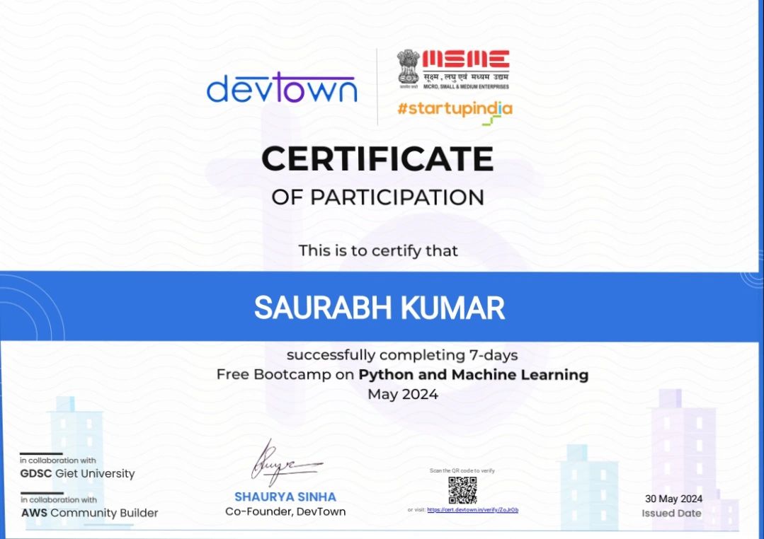 Saurabh Kumar on LinkedIn: #python #machinelearning #devtown Saurabh Kumar on LinkedIn: #python #machinelearning #devtown