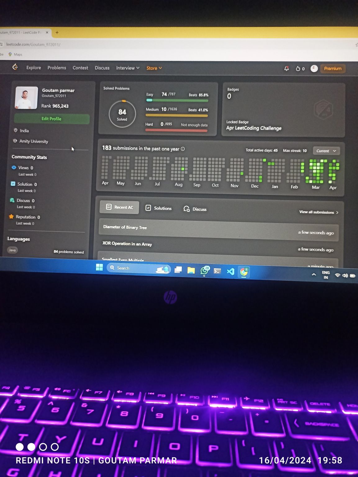 Goutam Parmar on LinkedIn: Doing DSA on leetcode from the last 2 months ... Goutam Parmar on LinkedIn: Doing DSA on leetcode from the last 2 months ...