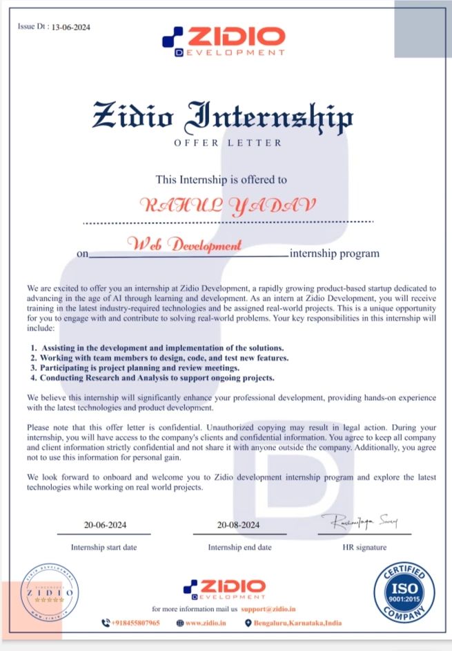 Rahul Yadav on LinkedIn: #internship #webdevelopment #zudio #tech # ... Rahul Yadav on LinkedIn: #internship #webdevelopment #zudio #tech # ...