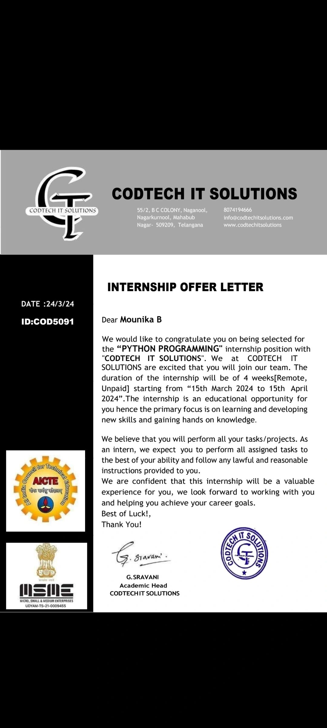 Mounika B on LinkedIn: #codtech #pythonprogramming #intern Mounika B on LinkedIn: #codtech #pythonprogramming #intern