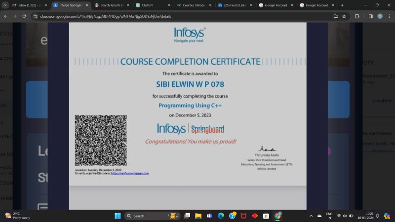 SIBI ELWIN W P on LinkedIn: #cplusplus #programming # ... SIBI ELWIN W P on LinkedIn: #cplusplus #programming # ...